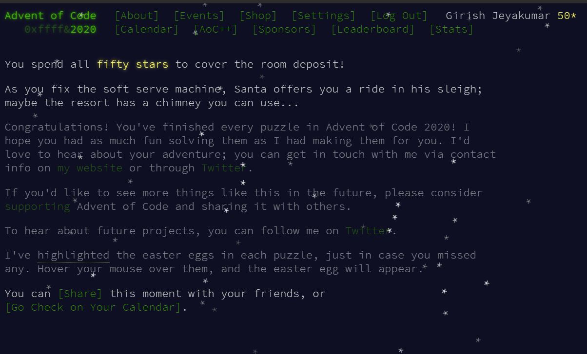 Advent of Code - Wrapping up 2020